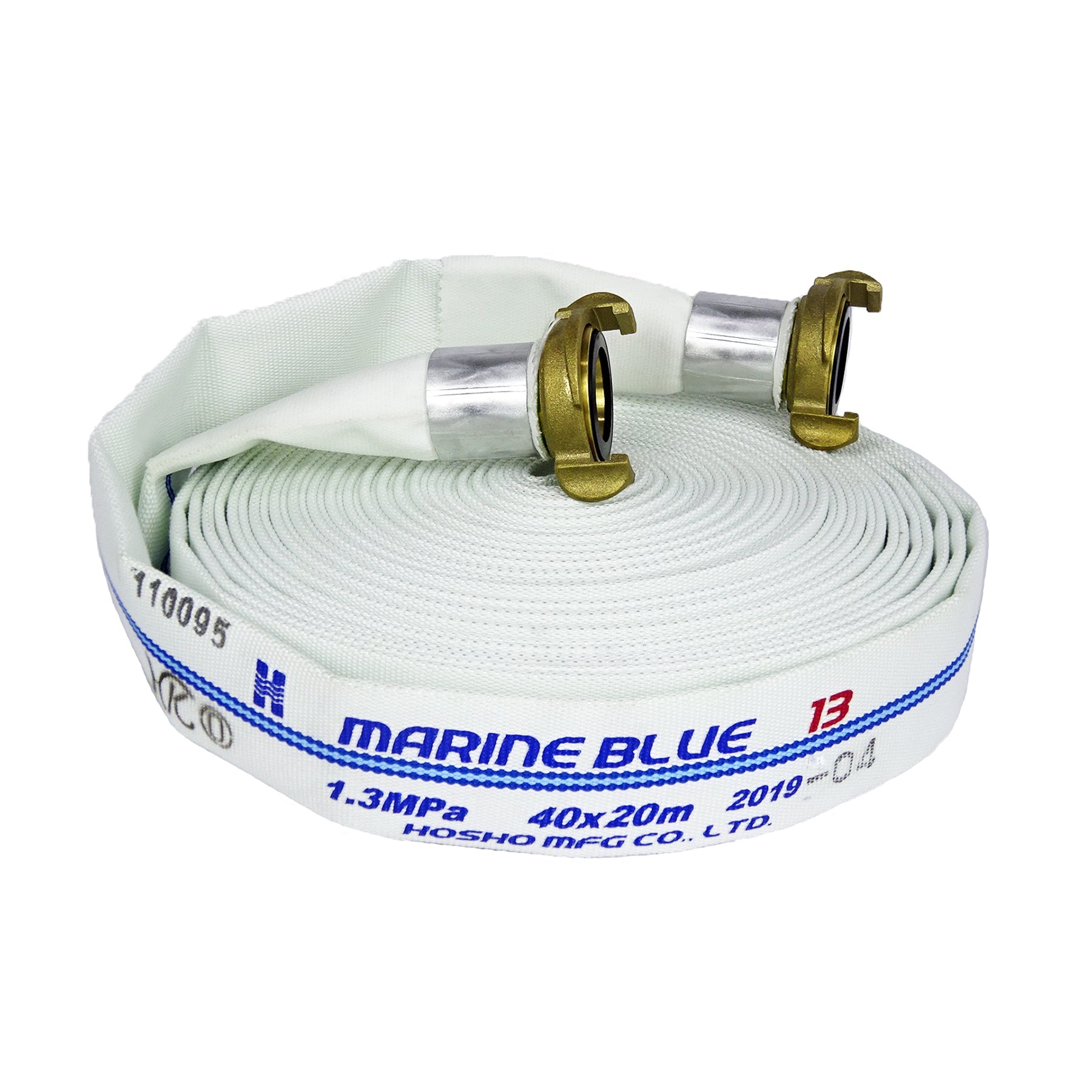 HKマリンブルーホース（船舶用消火ホース）1．3MPa 40A×20m 黄銅製中島式金具 – GREEN CROSS-select 工事現場の安全対策用品なら