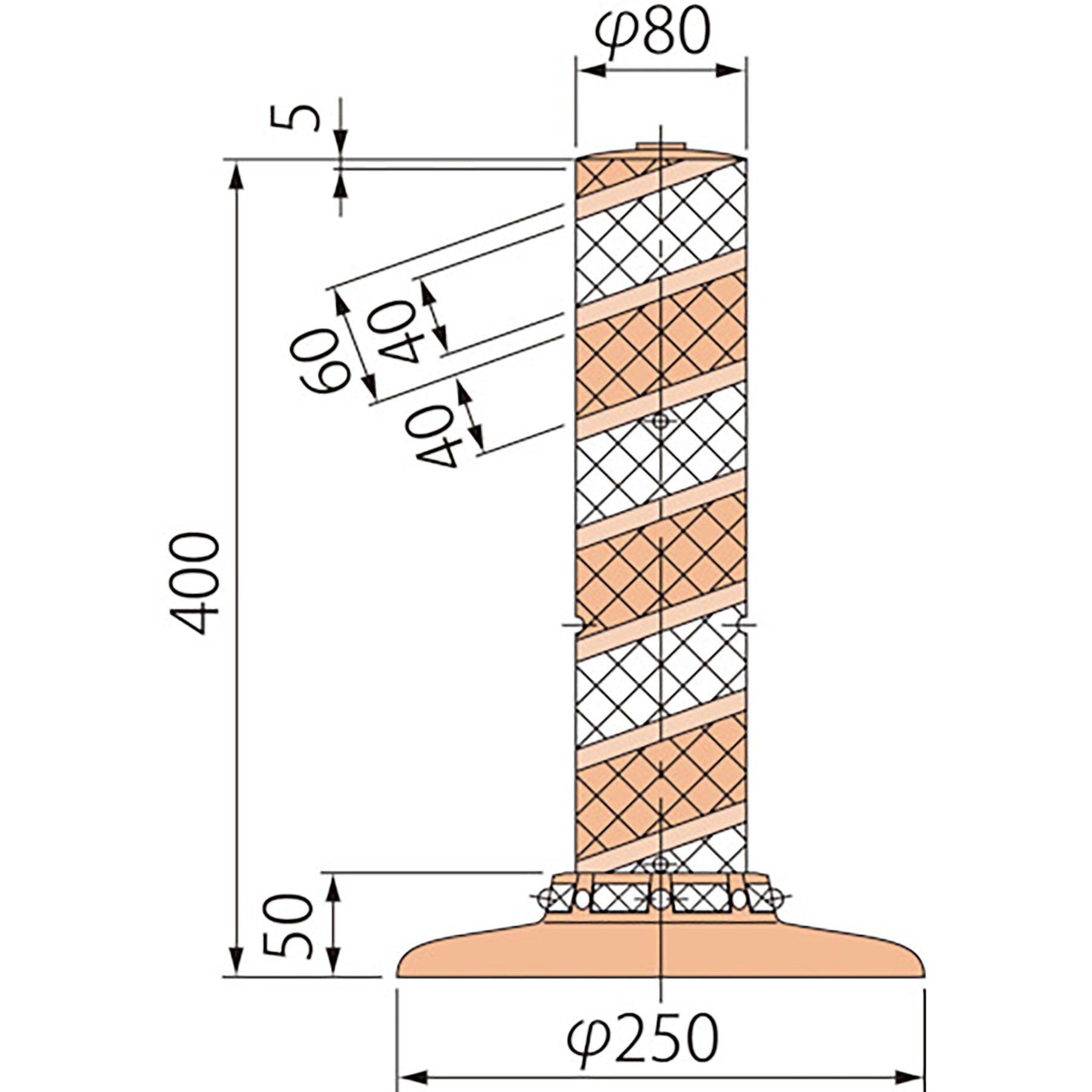 ポストコーン全面反射LATR－40－250－R – GREEN CROSS-select 工事現場の安全対策用品なら